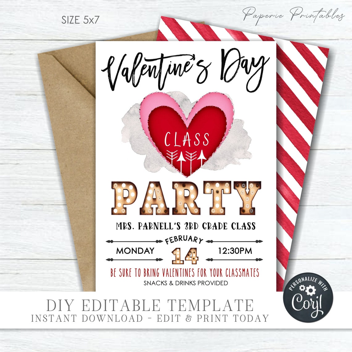 EDITABLE Valentine's Day Class Party Invitation | Etsy