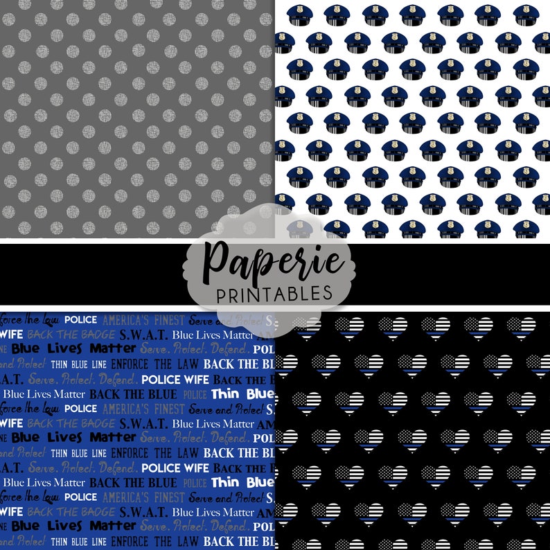 Police Digital Paper 12x12 Digital Scrapbooking Paper 40 - Etsy