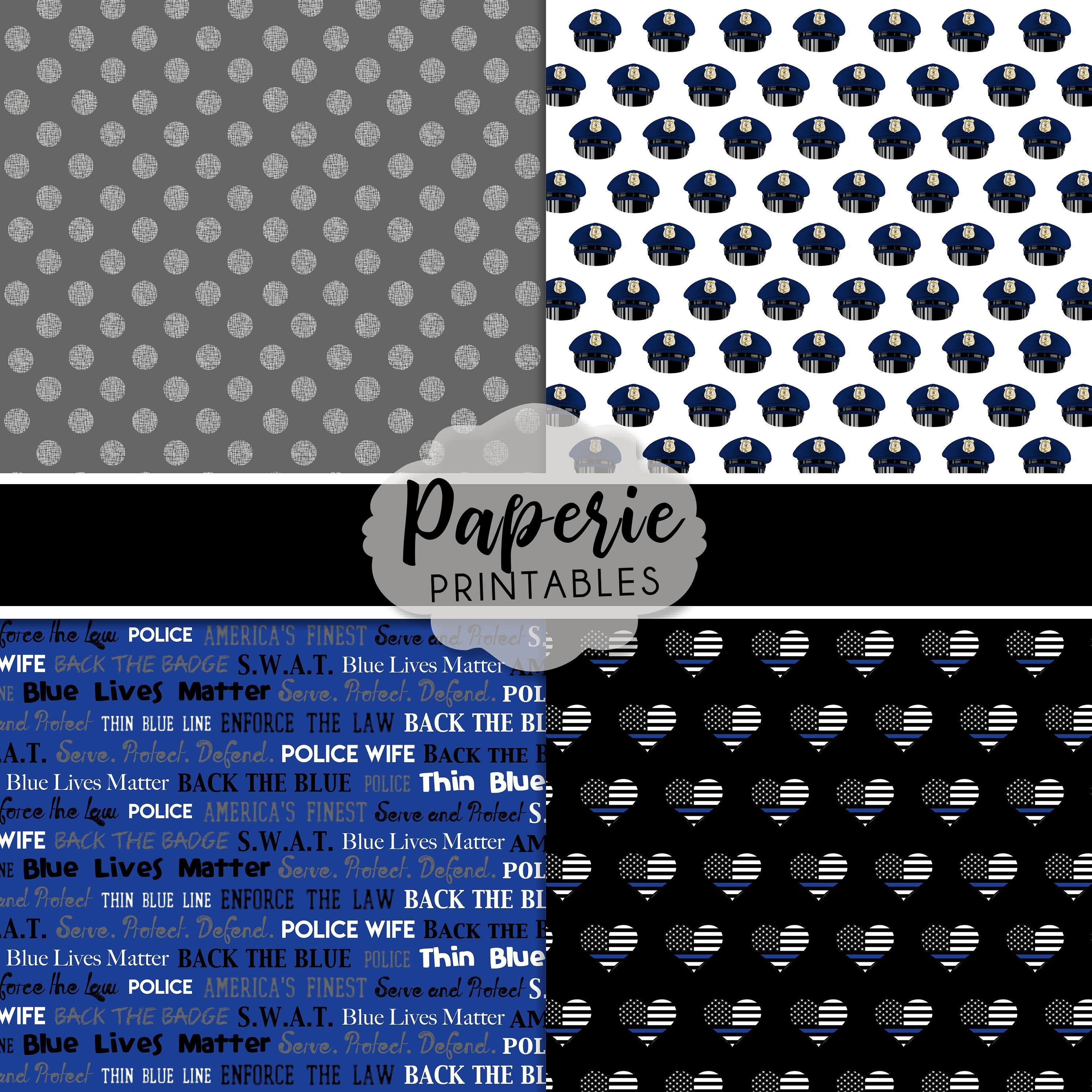 Police Digital Paper 8.5x11 Digital Scrapbooking Paper 40 | Etsy