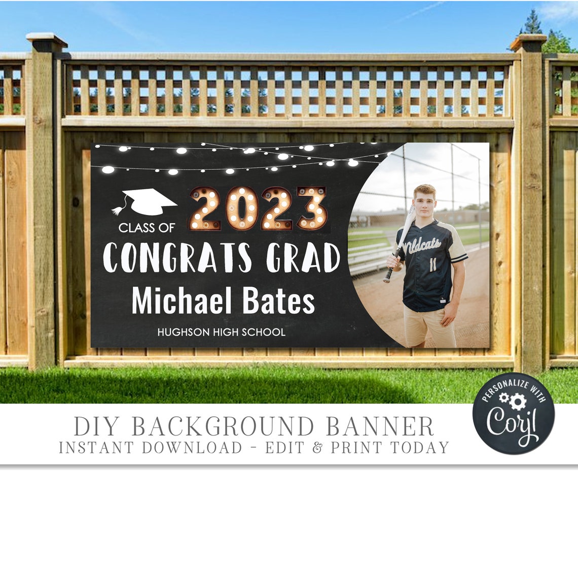 Editable Photo Graduation Banner: Chalkboard Design (digital Download ...