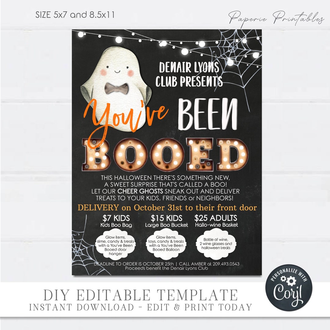 Editable You've Been Booed Halloween Flyer: Fundraiser Template (corjl ...