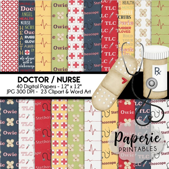 Nurse Digital Paper Doctor 12x12 Digital Scrapbooking Paper - Etsy