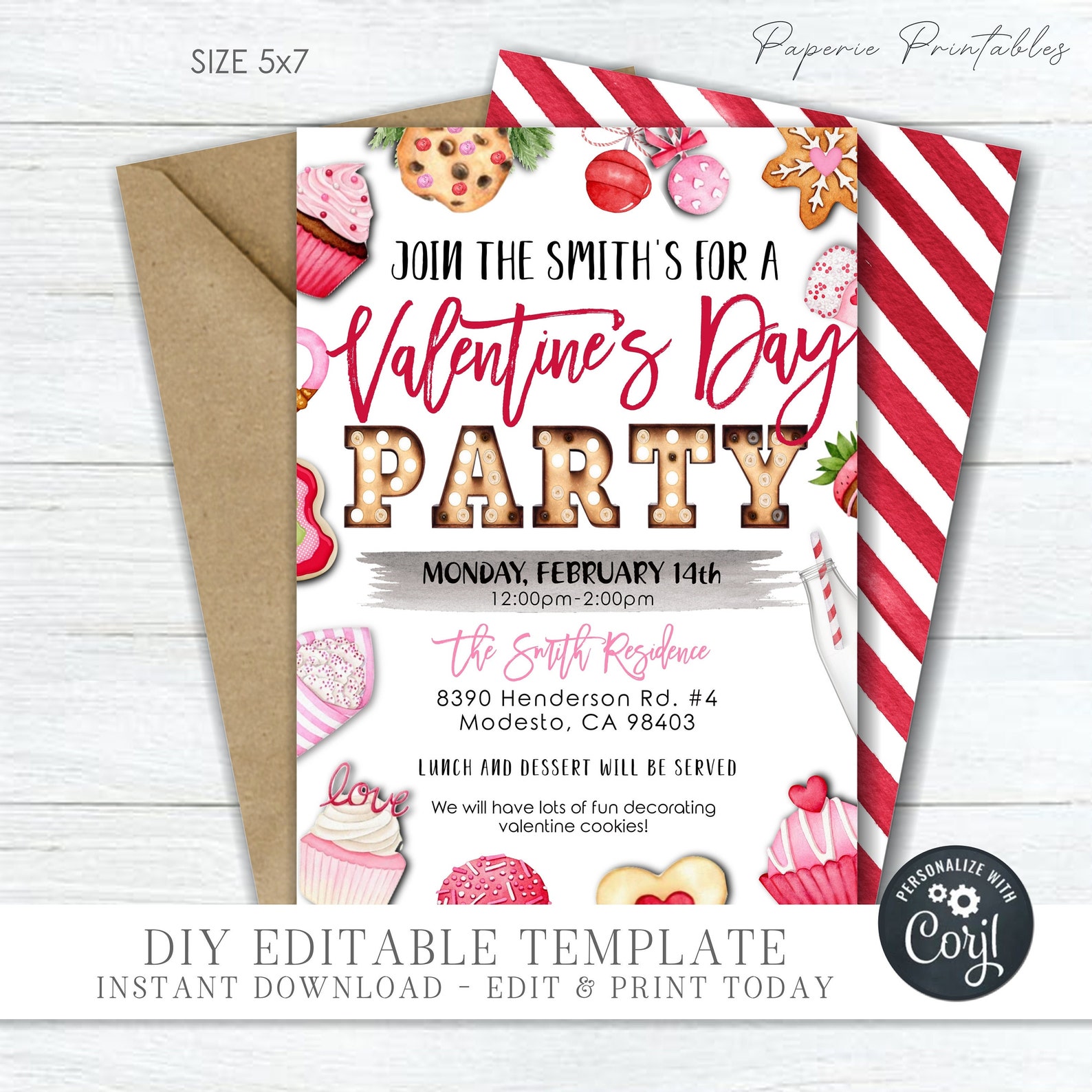 EDITABLE Valentine's Day Party Invitation Valentine's - Etsy