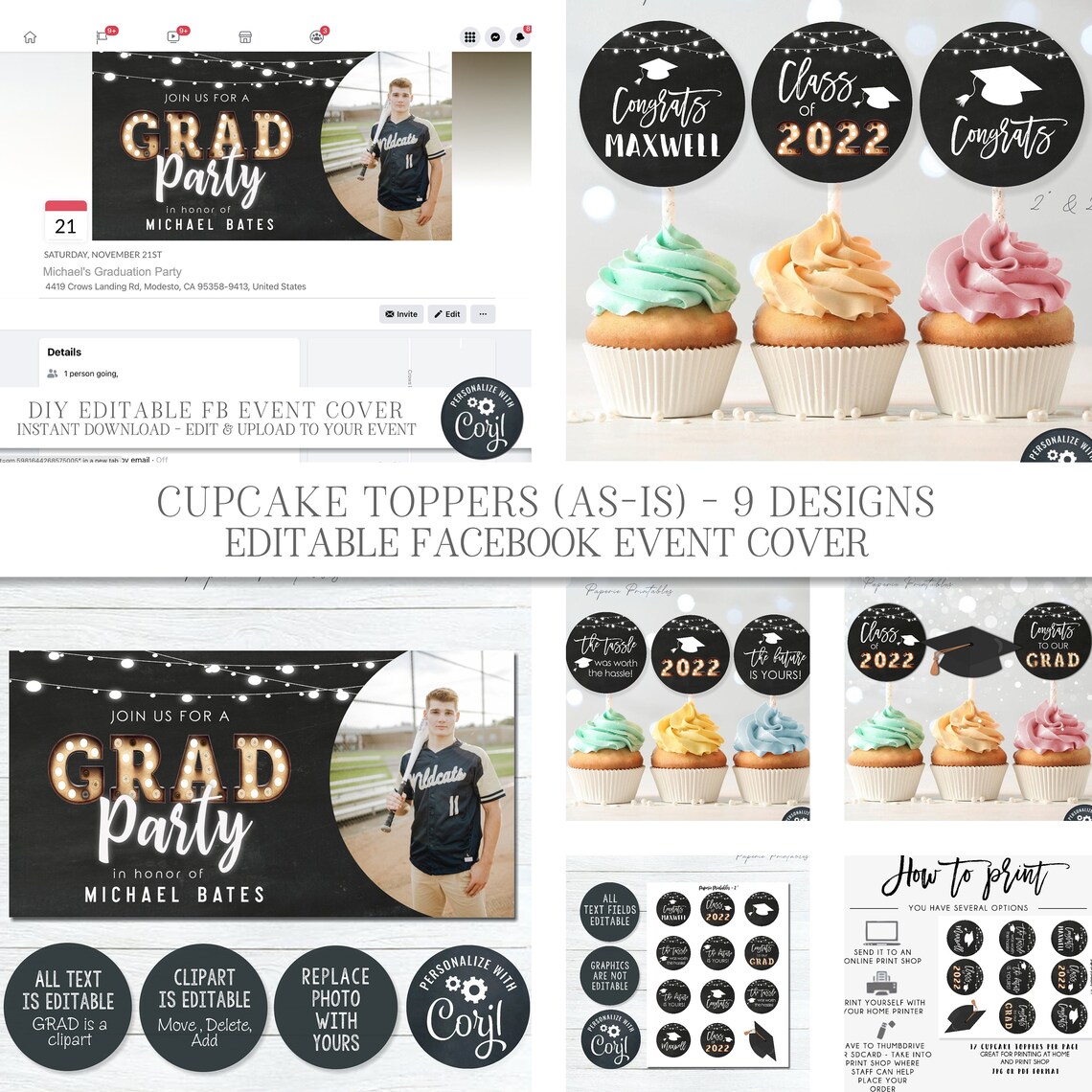 EDITABLE Graduation Decorations 2023 Bundle Graduation - Etsy