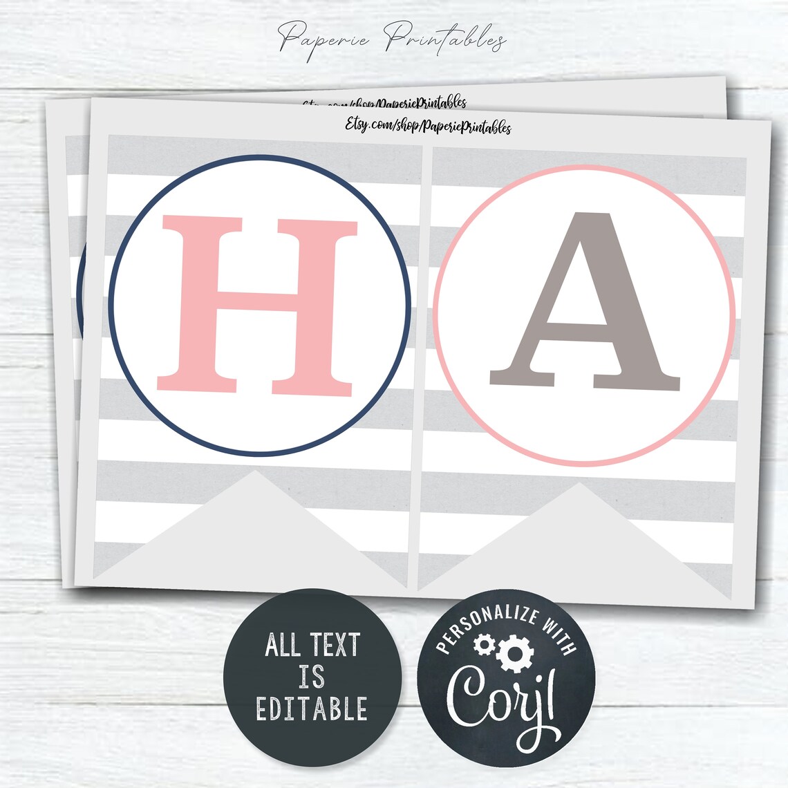 EDITABLE Happy Birthday Pennant Banner Choo Choo and Tutus - Etsy