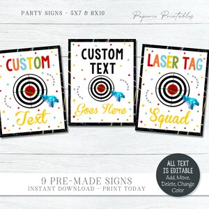 EDITABLE Laser Tag Party Signs, DIY Laser Tag Party Signs, Cards and ...