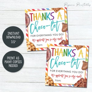 EDITABLE Chocolate Teacher Appreciation Gift Tag, Secretary ...