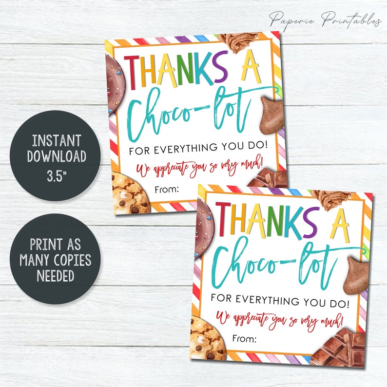 Editable Chocolate Teacher Appreciation Gift Tag (DIY Corjl Template) # ...