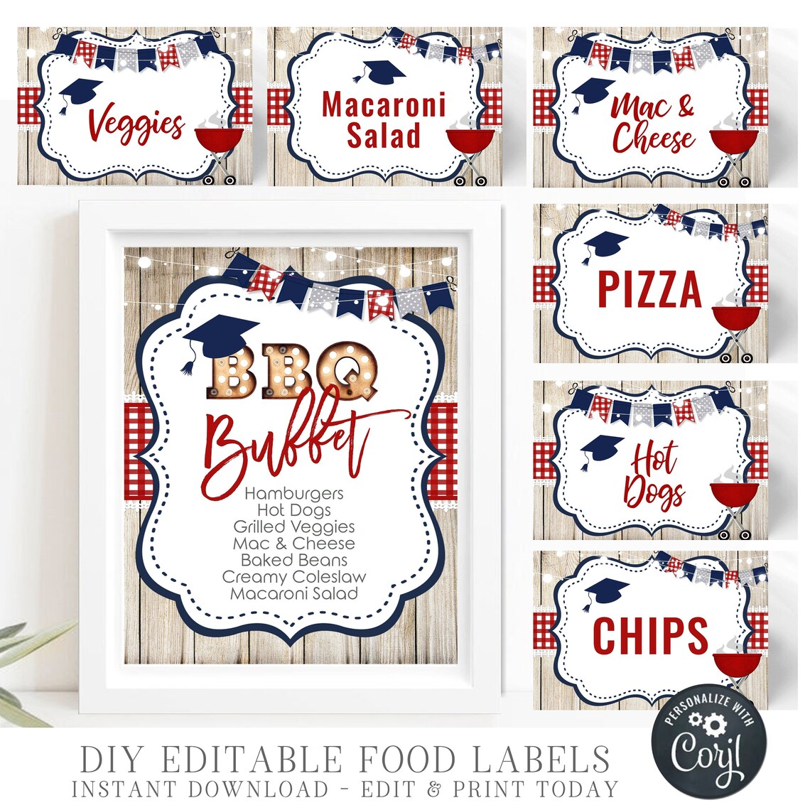 EDITABLE Graduation Food Tents Graduation Decoration Food - Etsy