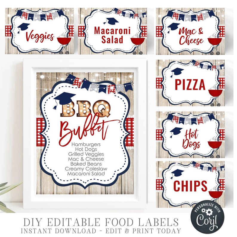 EDITABLE Graduation Food Tents Graduation Decoration Food - Etsy