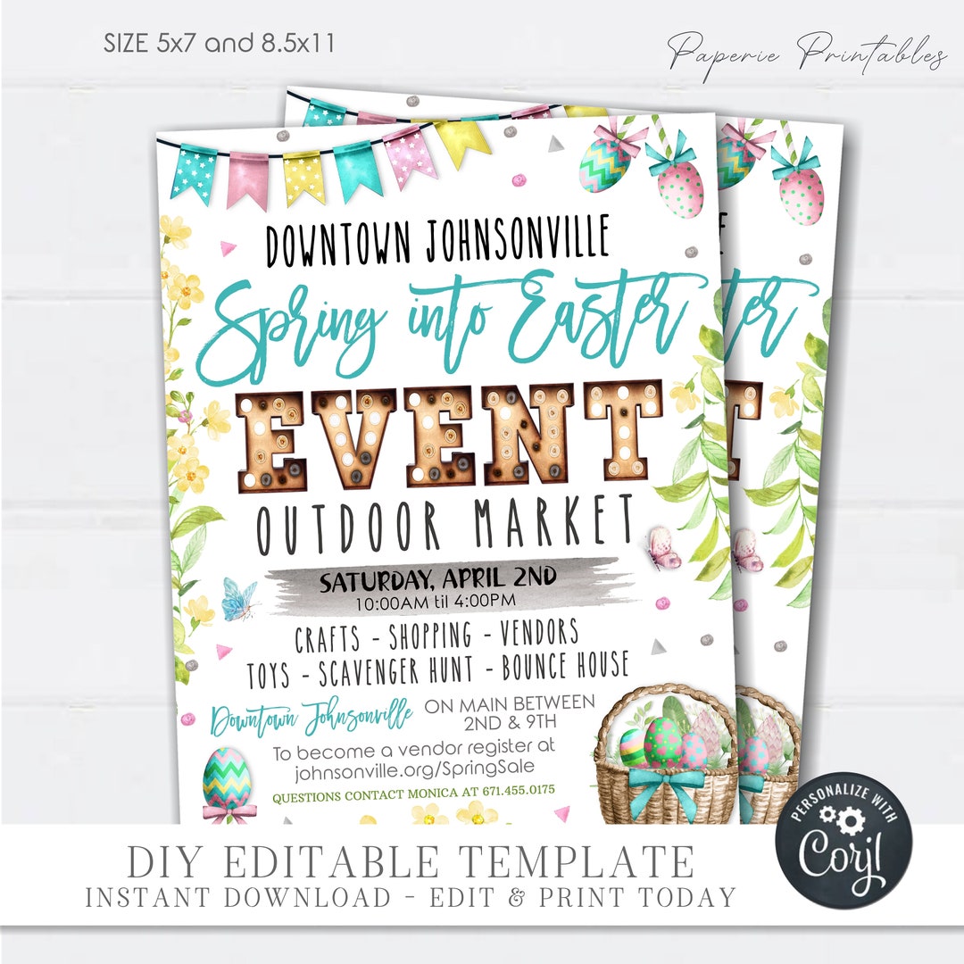 EDITABLE Easter Event Flyer, Easter Outdoor Market Flyer, Easter Sale ...