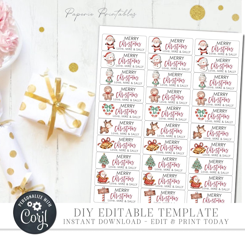 Editable Christmas Gift Labels, Gift Labels, Merry Christmas Gift ...