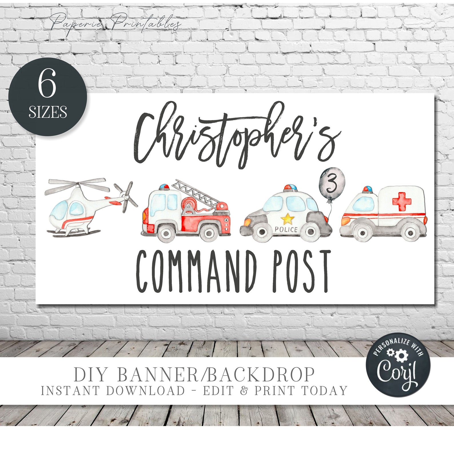 EDITABLE First Responders Birthday Decorations First - Etsy