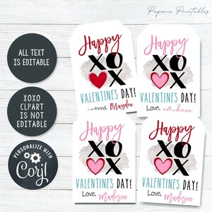 EDITABLE Valentine Cards, Valentine Favor Tags, Happy Valentine's Day ...