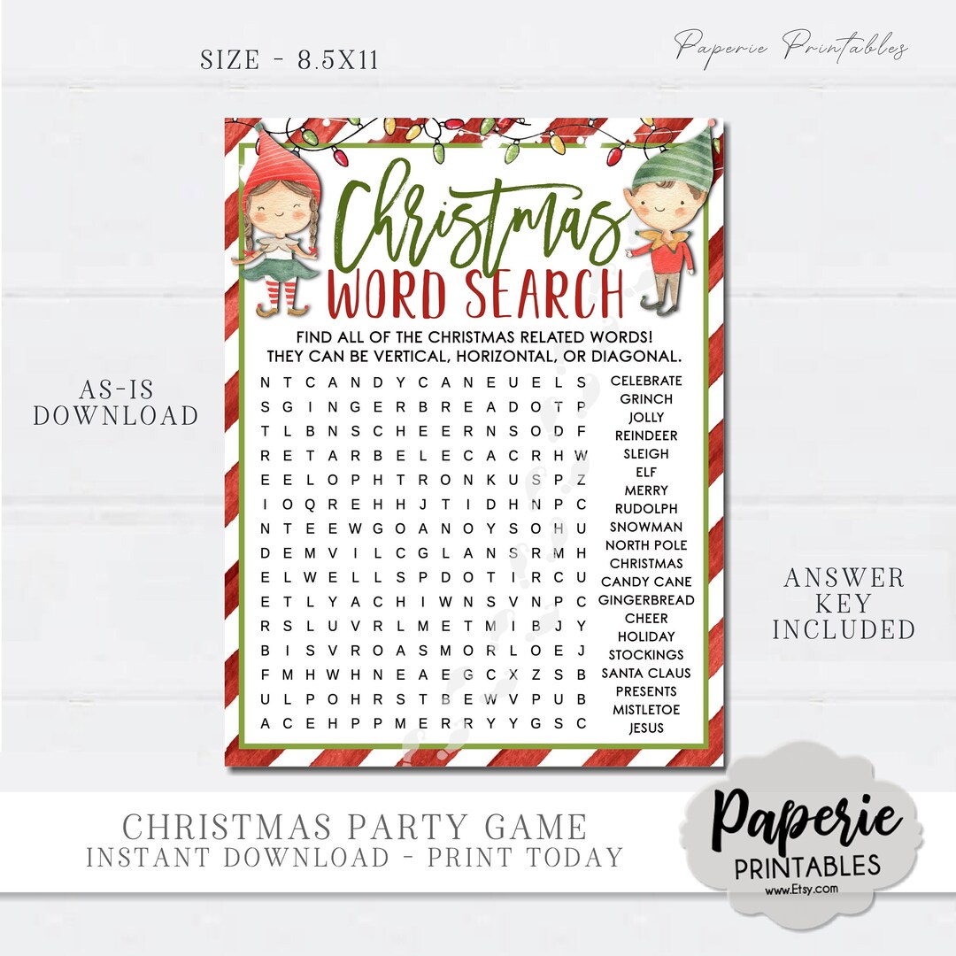 Christmas Word Search Game: Printable Holiday Activity (instant ...