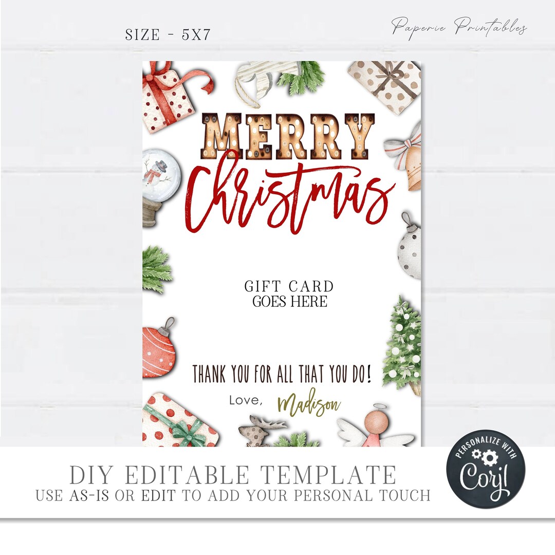 EDITABLE Christmas Gift Card Holder, Employee Appreciation Christmas ...