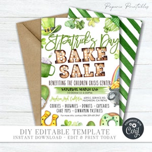 EDITABLE St. Patrick's Day Bake Sale Flyer, St. Patrick's Day Flyer ...