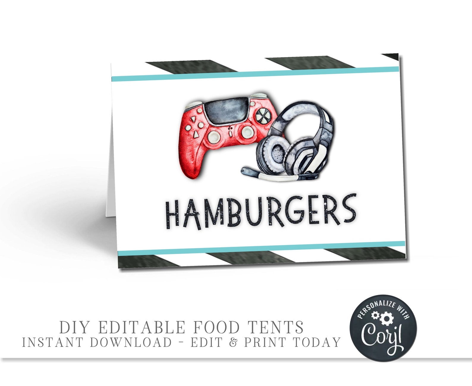 EDITABLE Video Game Party Food Label Tent Cards Video Game - Etsy
