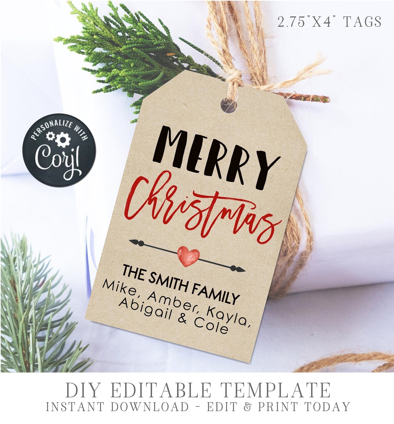 Editable Christmas Gift Tags - DIY Gift Tags - Merry Christmas Gift ...