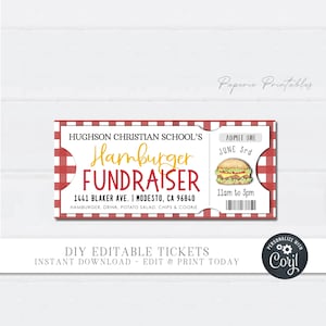Editable Hamburger Fundraiser Ticket Template (DIY With Corjl) #FLYR07 ...