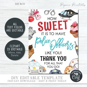 Editable Police Appreciation Sign: Sweet Treat Thank You (digital ...