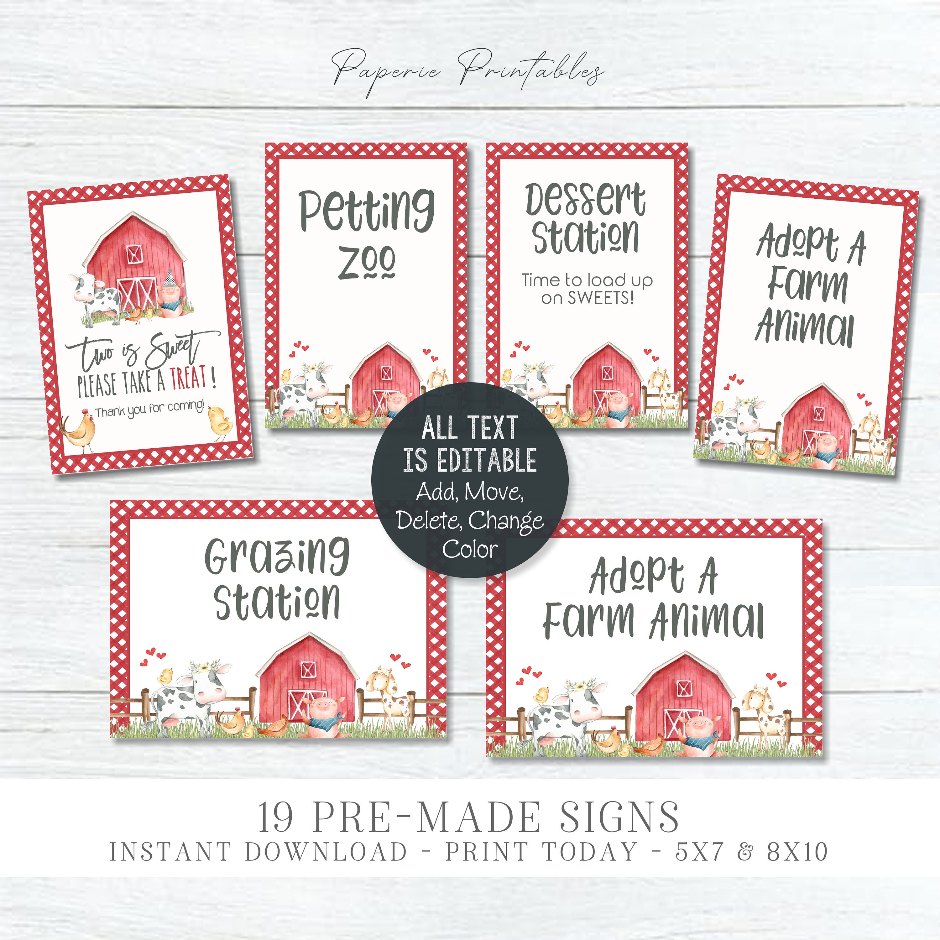 EDITABLE Farm Party Signs DIY Barnyard Party Signs Grazing - Etsy