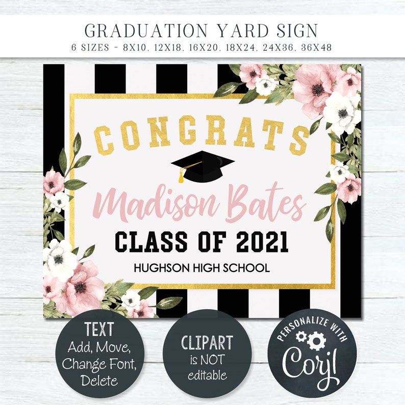 EDITABLE Graduation Yard Sign Congrats to Our Graduate Yard - Etsy