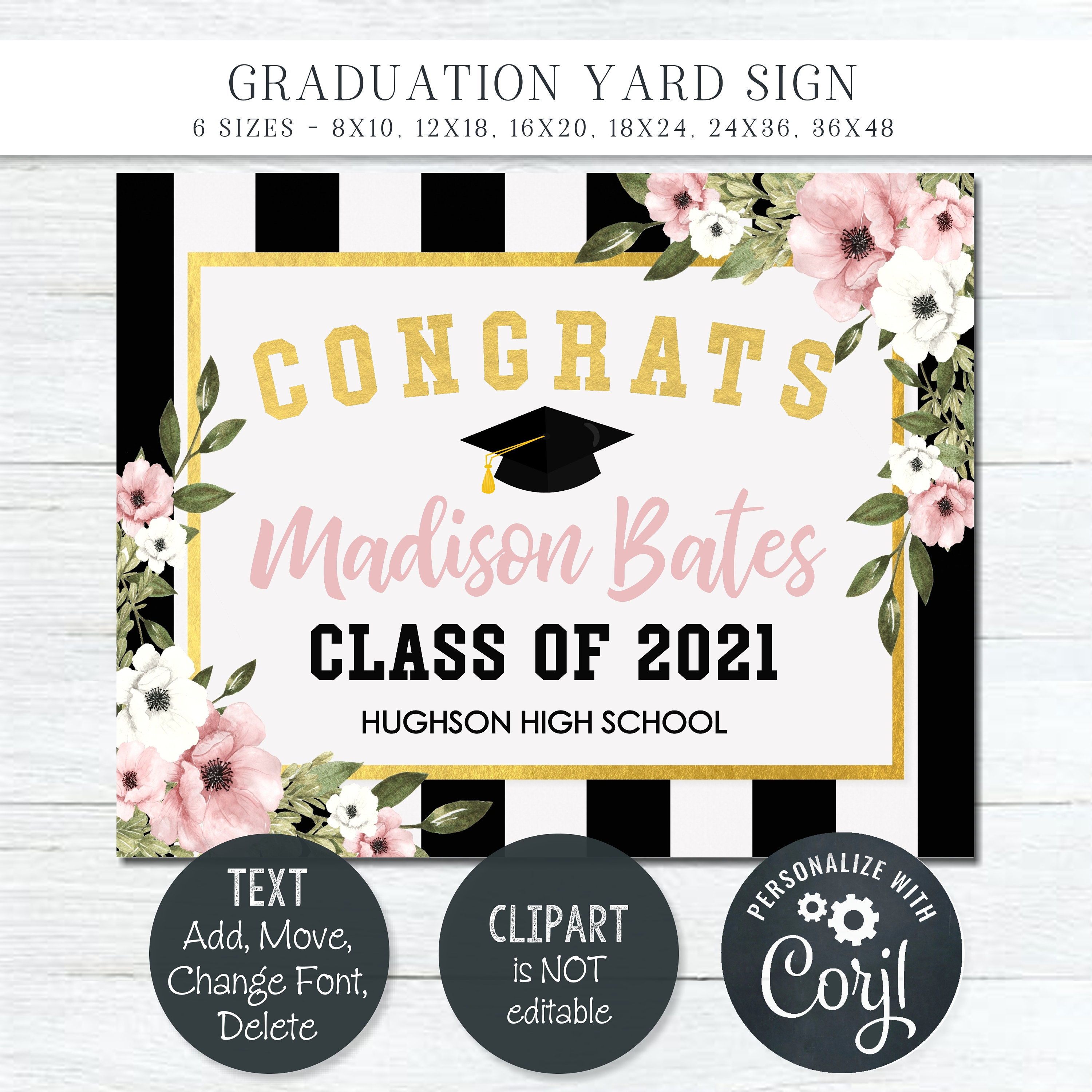 EDITABLE Graduation Yard Sign Congrats to our Graduate Yard | Etsy