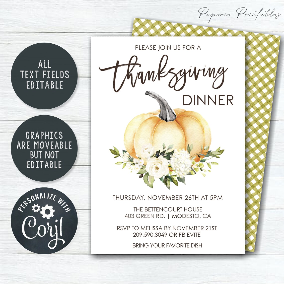 EDITABLE Friendsgiving Potluck Invitation Thanksgiving - Etsy