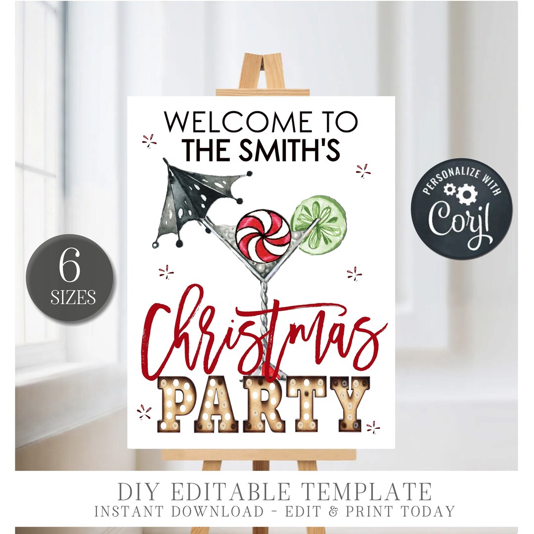 Editable Christmas Welcome Sign, Holiday Welcome Sign, Christmas ...