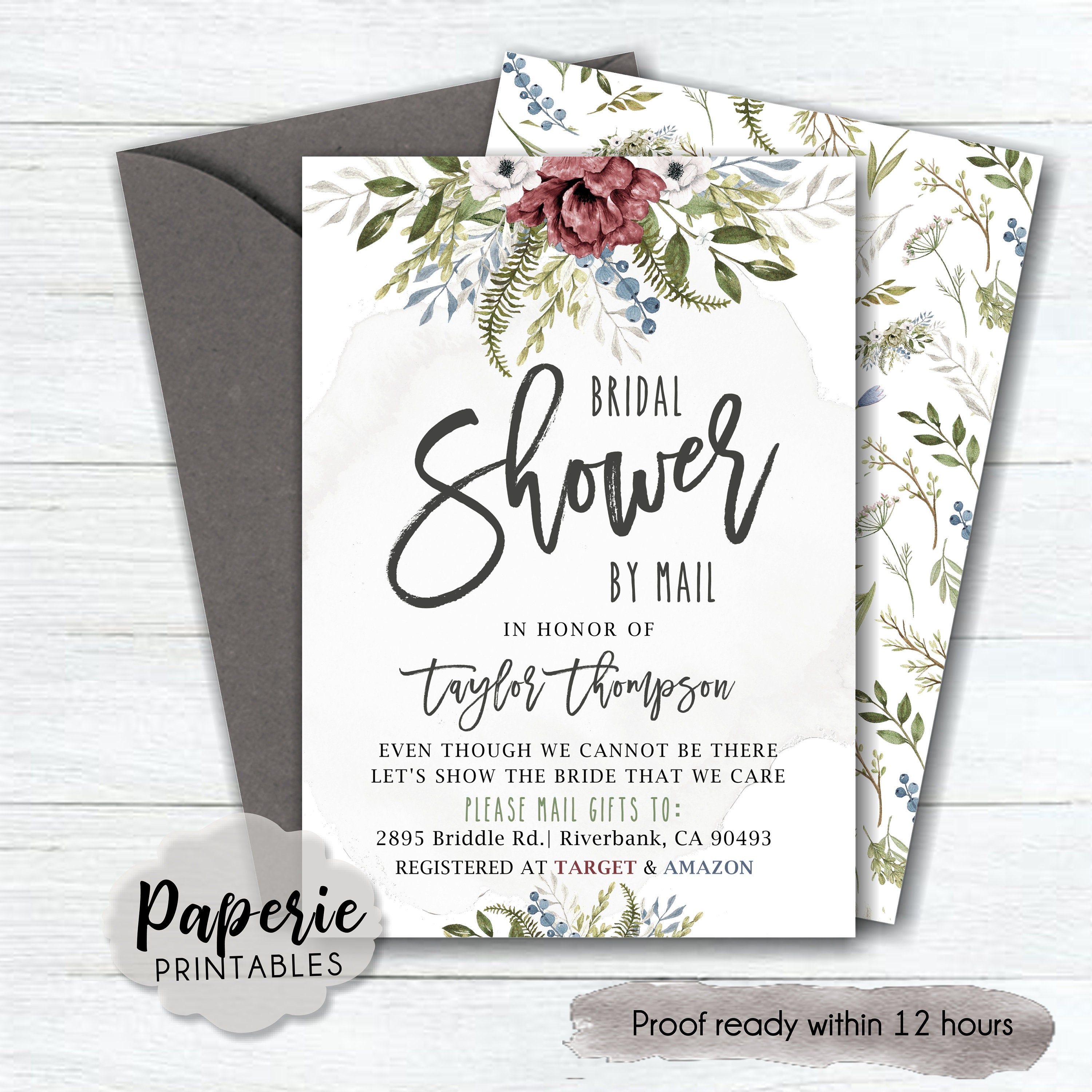 Bridal Shower by Mail Invitation Long Distance Bridal Shower | Etsy