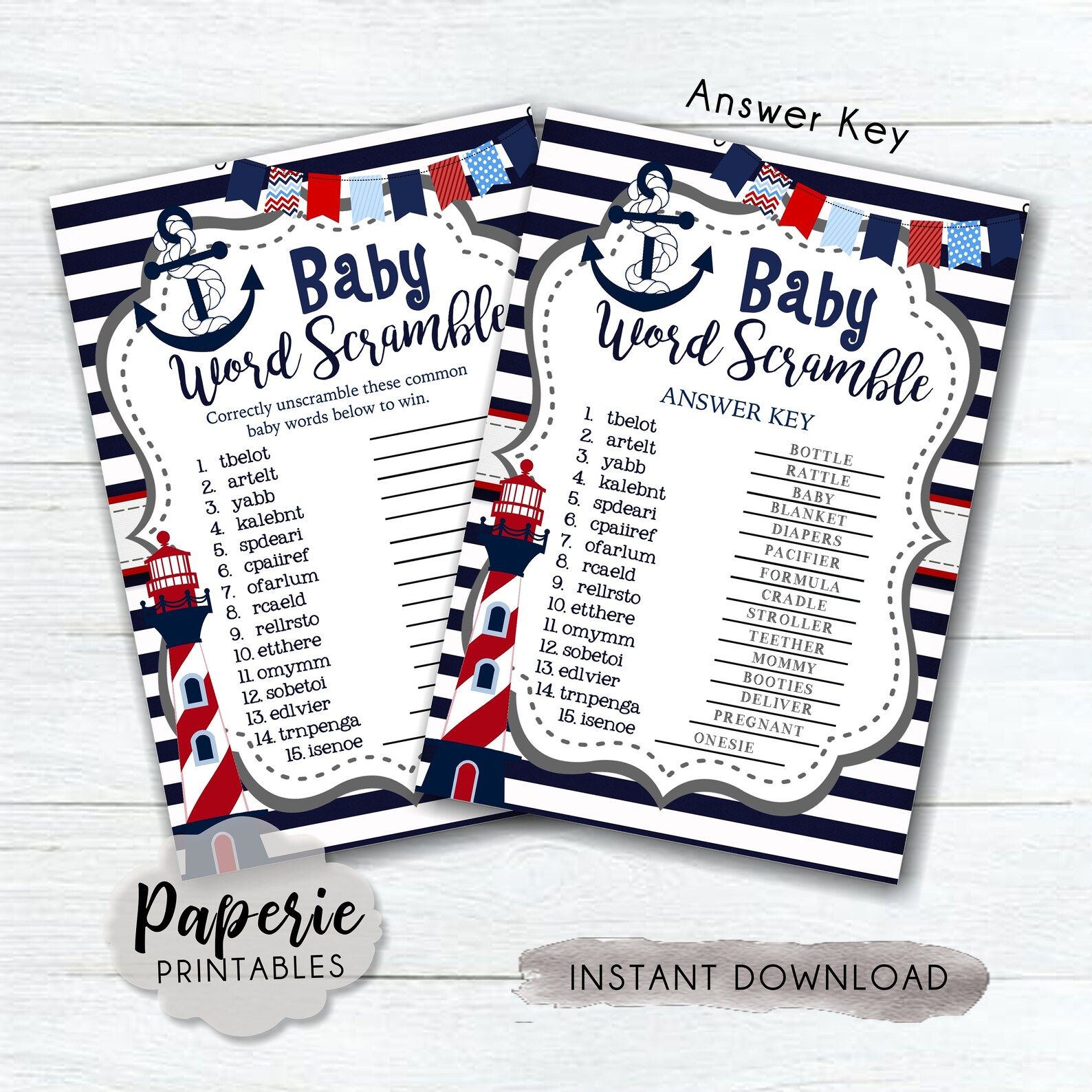 Nautical Baby Shower Games Bundle Pack Little Sailor Baby - Etsy