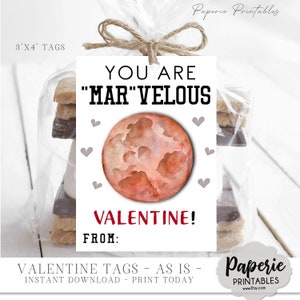 Space Valentine Tags, Kids Valentine Cards, Outer Space Valentine ...