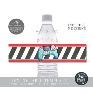Editable Video Game Birthday Water Bottle Labels (DIY Corjl) #BP155 - Etsy