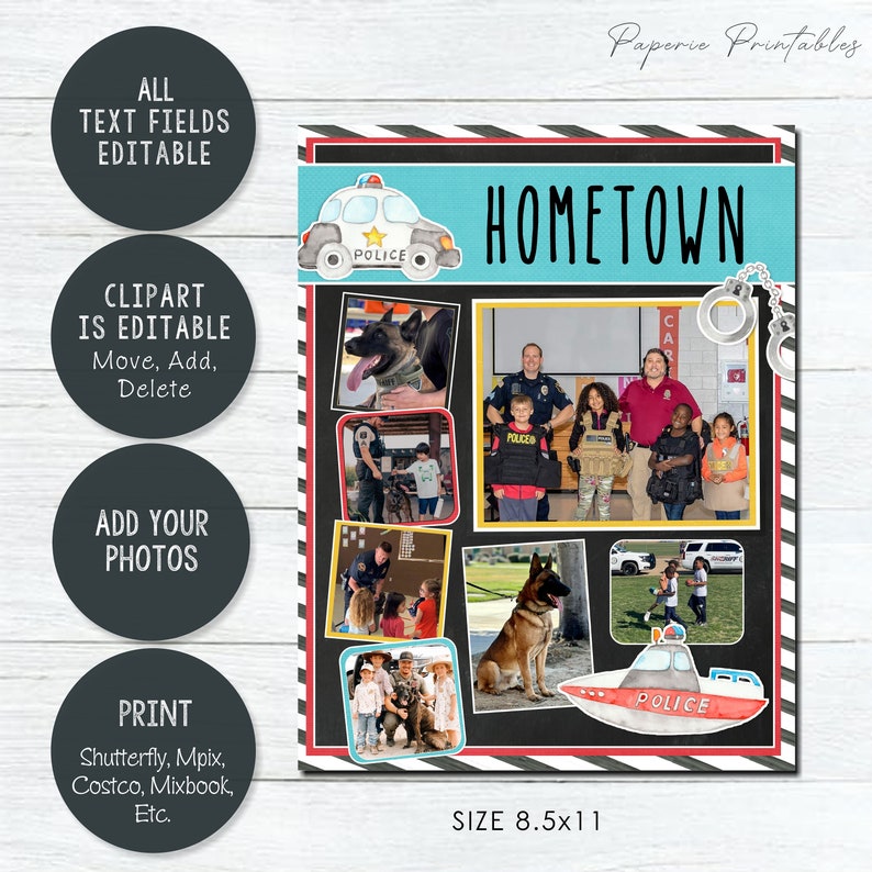 EDITABLE Police Scrapbooking Album Pages Scrapbooking Quick - Etsy