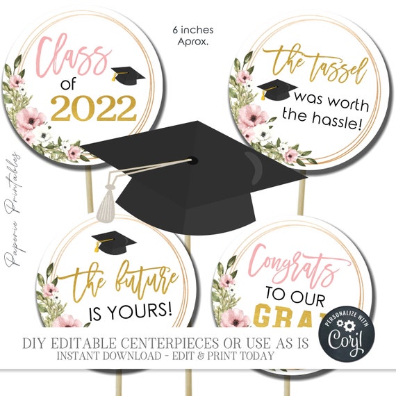 EDITABLE Female Graduation Decorations 2022 Class of 2022 | Etsy