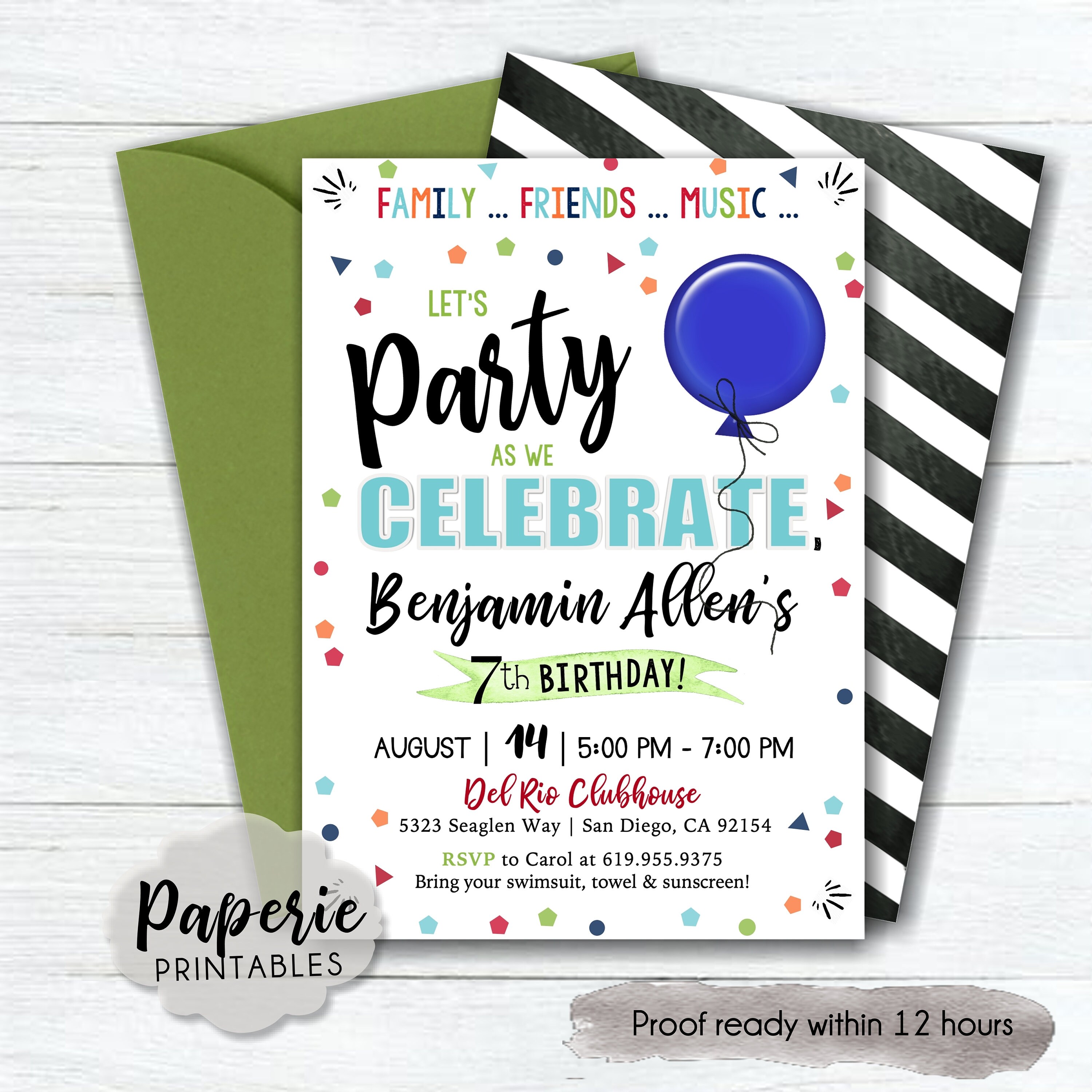 Colorful Birthday Party Invitation Birthday Party Invitation | Etsy
