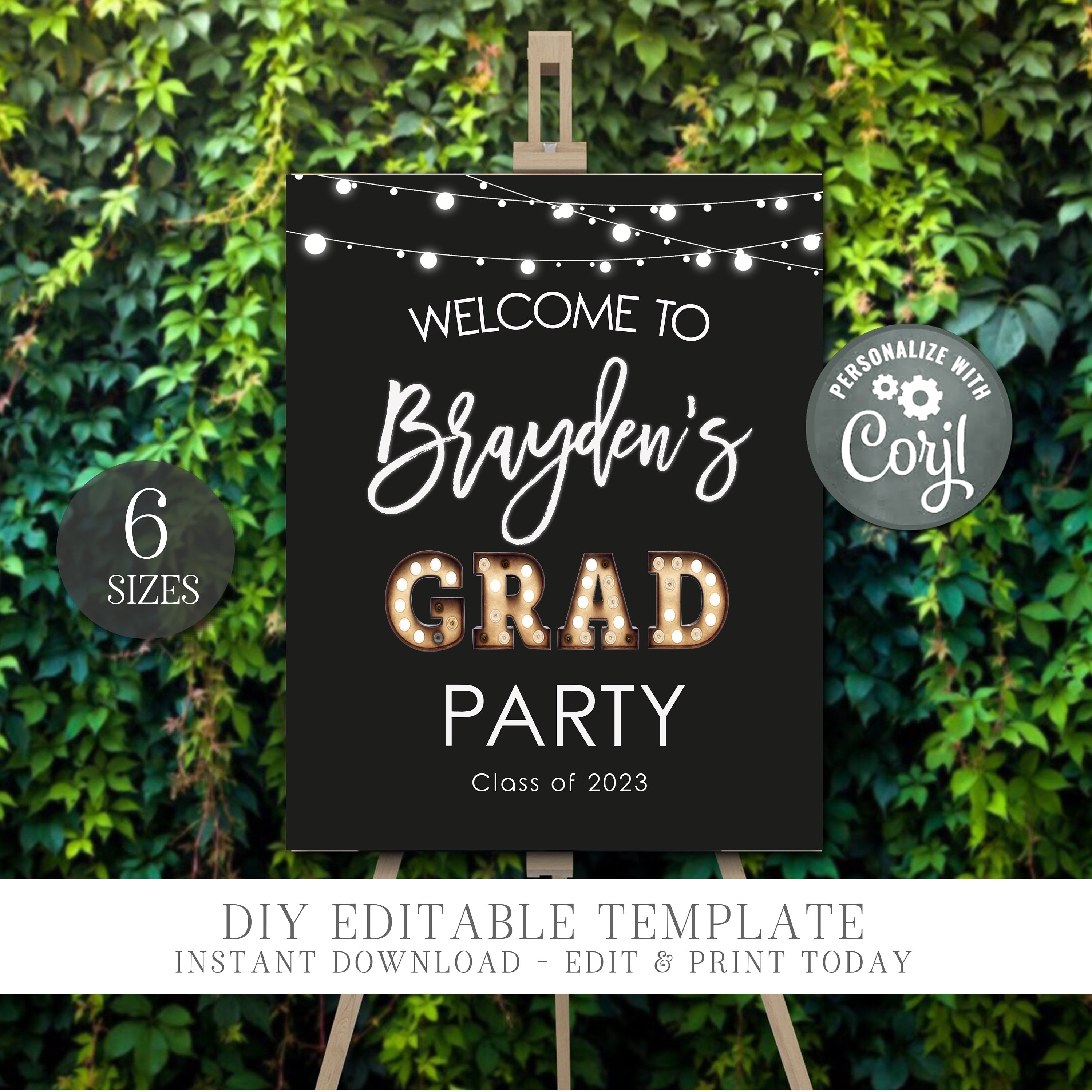 Editable Graduation Party Welcome Sign: DIY Decor (digital Download) # ...