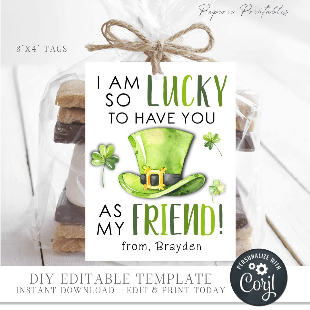 Editable Kids St. Patrick's Day Gift Tag Happy St. - Etsy