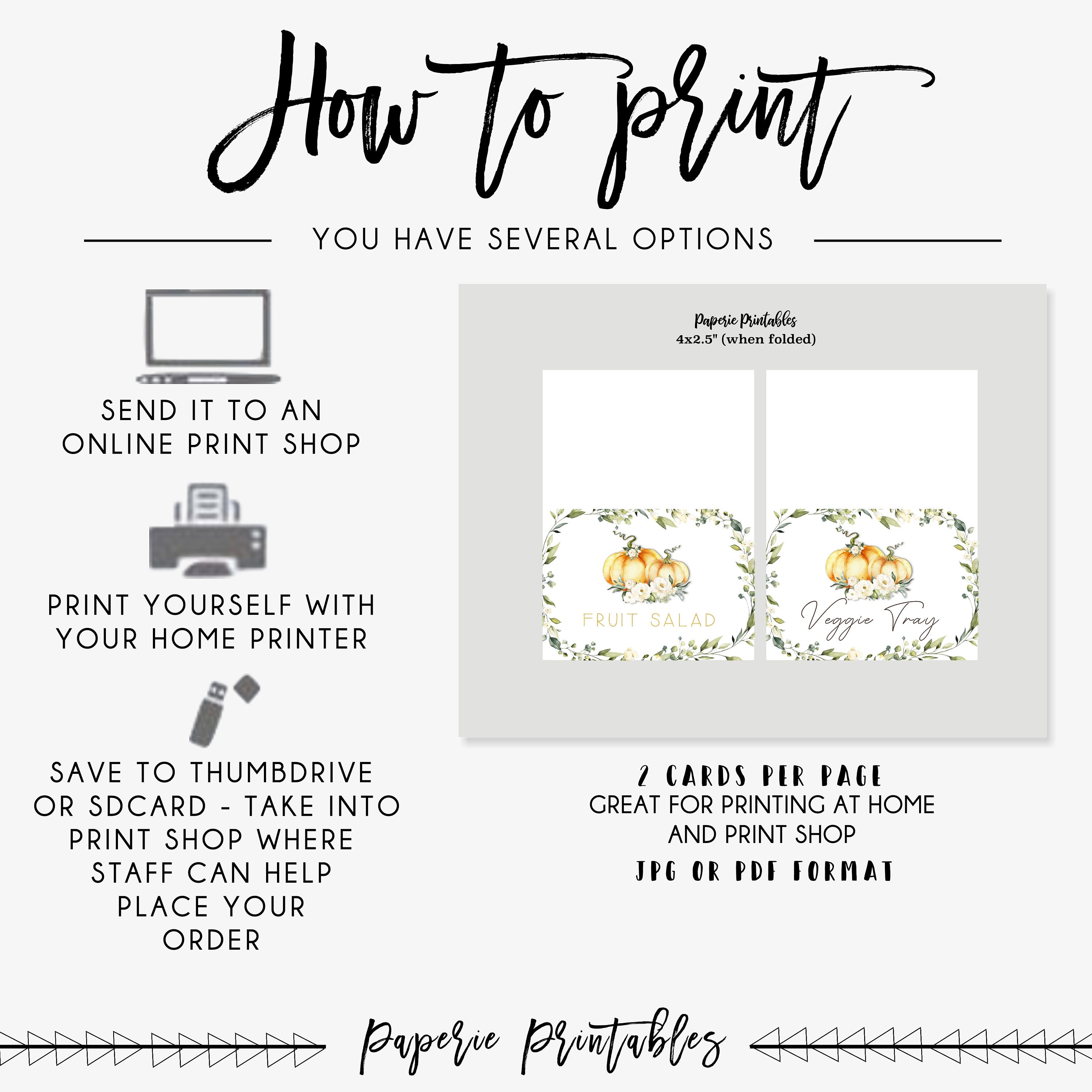 Editable Pumpkin Food Label Tent Cards: Boho Party Decor (DIY Digital ...
