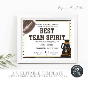 Editable Cheerleading Certificate, End of Season Award, Printable Cheer ...