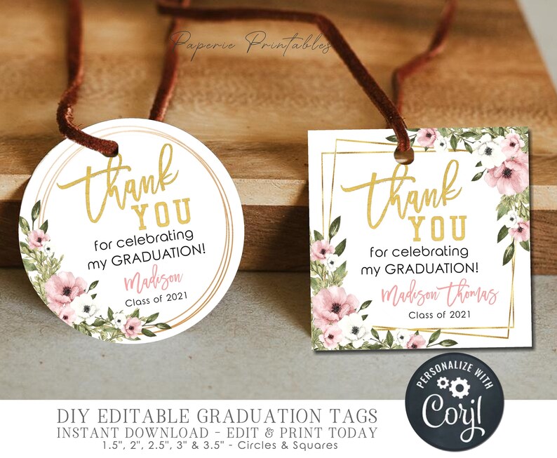 EDITABLE Graduation Gift Tags Graduation Tags Graduation - Etsy
