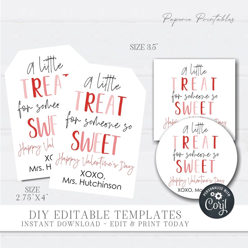 Editable Valentine's Day Gift Tag A Little Treat for - Etsy