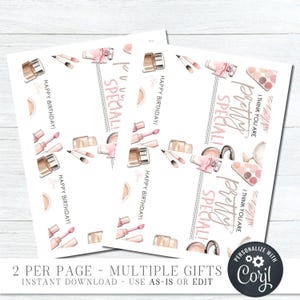 Editable Beauty Birthday Gift Card Holder: Pretty Special DIY (digital ...
