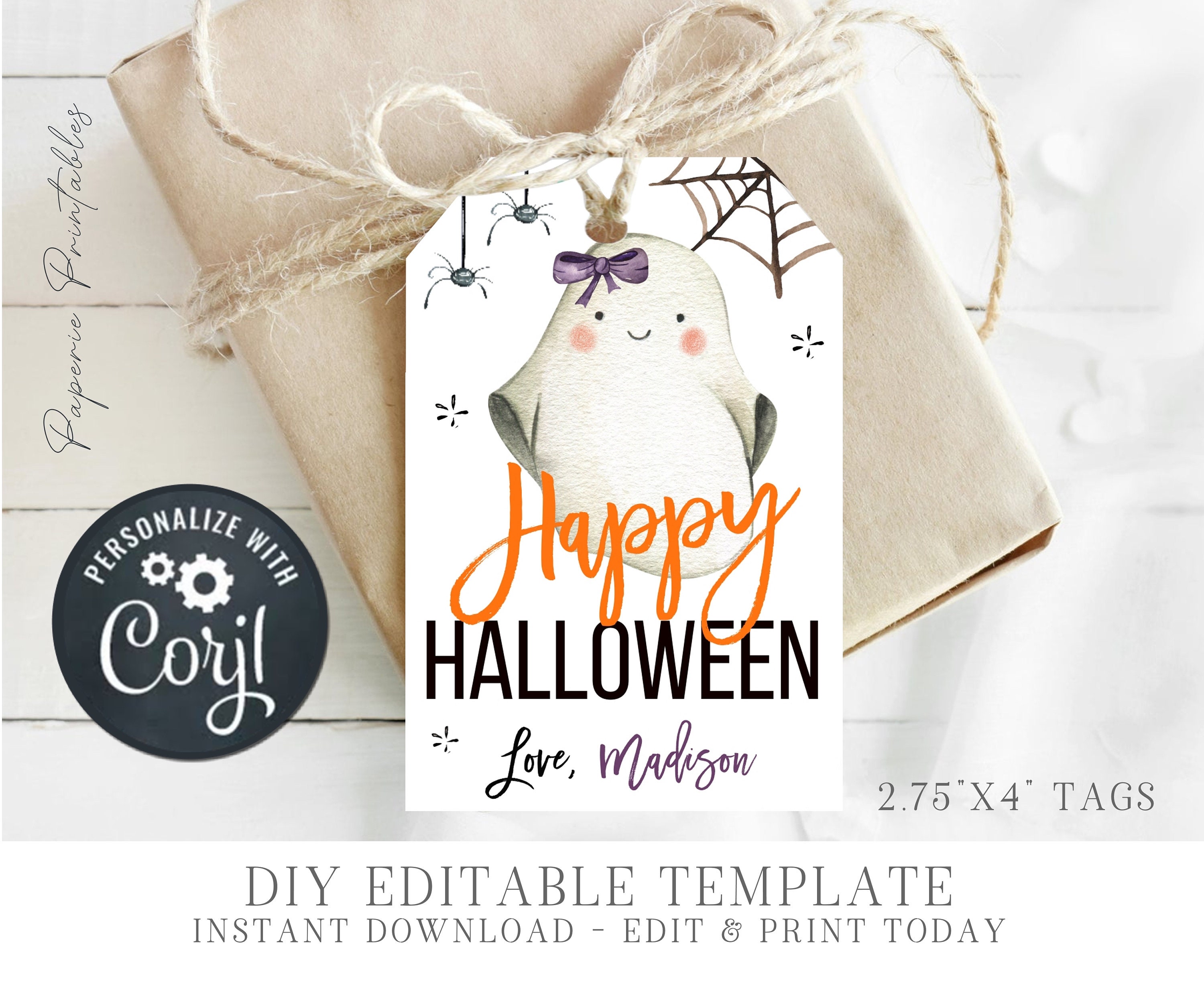 EDITABLE Halloween Tag Printable Halloween Favor Tags - Etsy