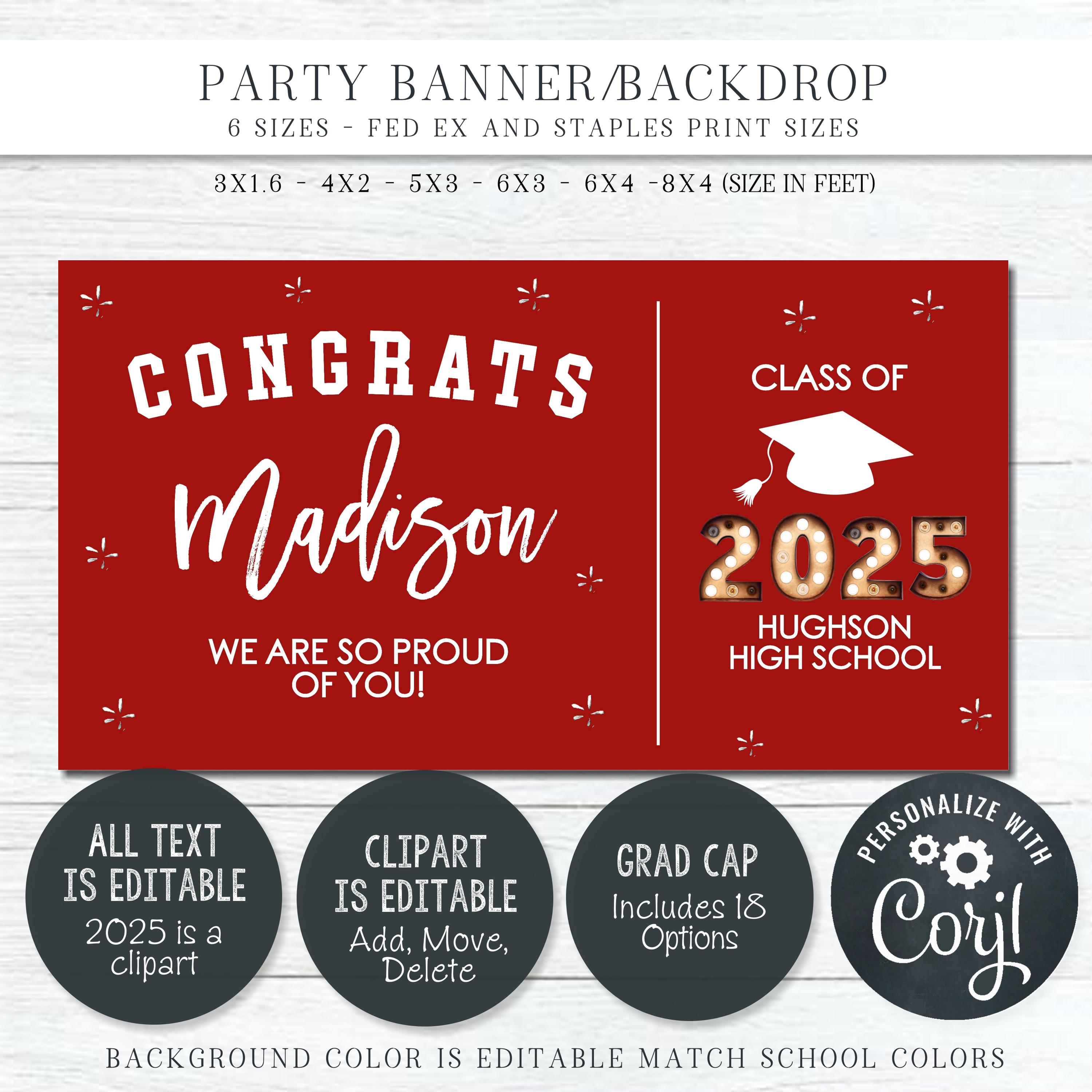 Editable Graduation Banner: Class of 2024, DIY Party Decor (digital ...