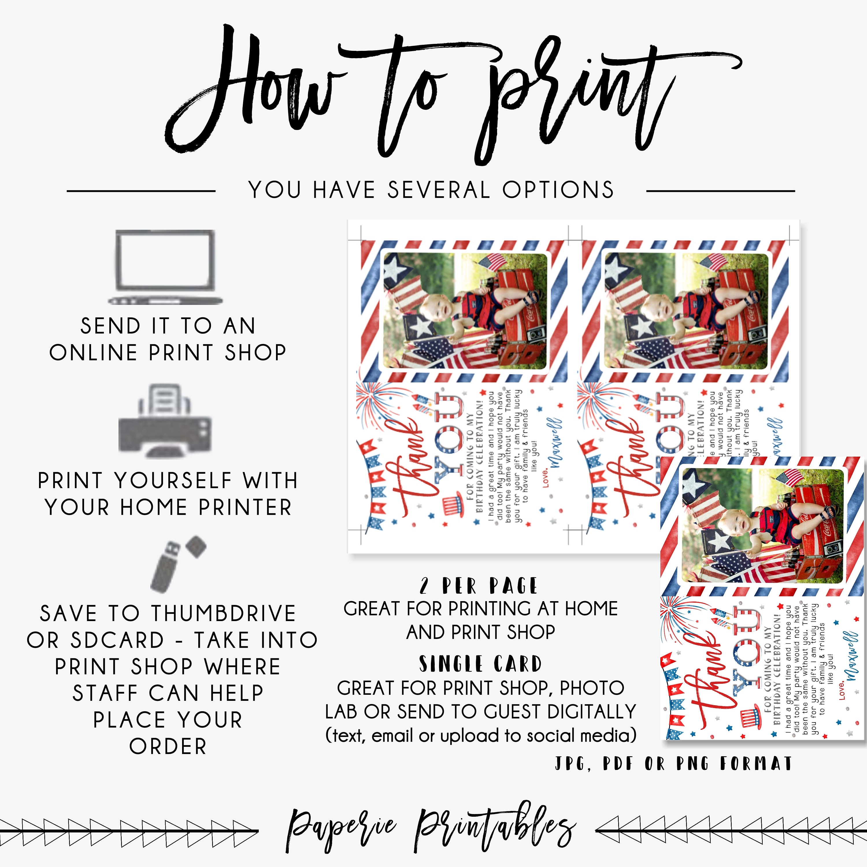 EDITABLE 4th of July Birthday Thank You Card Patriotic Thank | Etsy