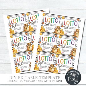 EDITABLE Lotto Birthday Tag, Coach Birthday Gift Tag, Wishing You a ...