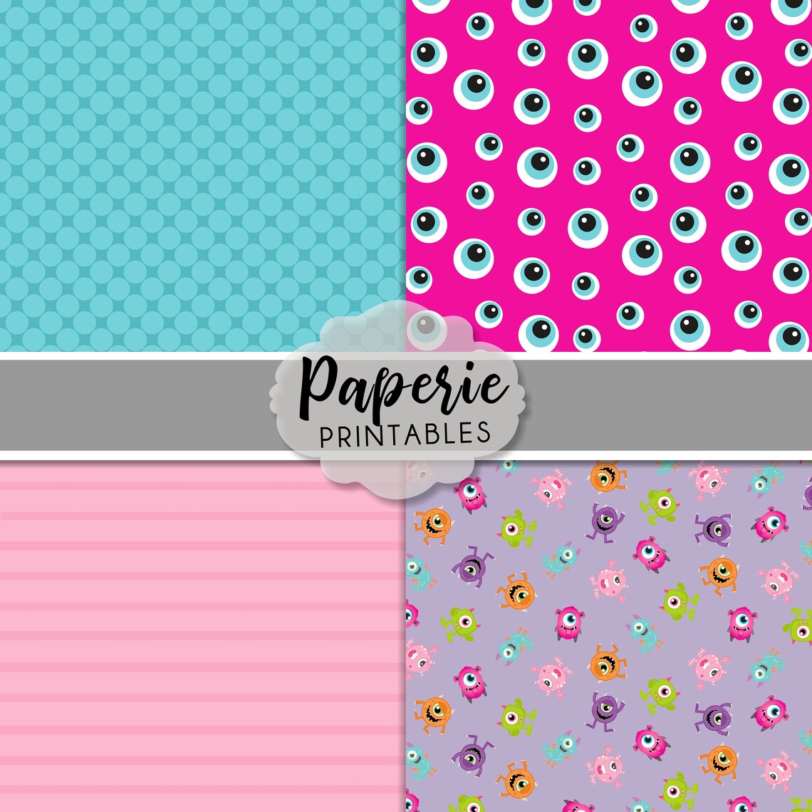 Little Monsters Digital Paper 12x12 Digital Scrapbooking - Etsy