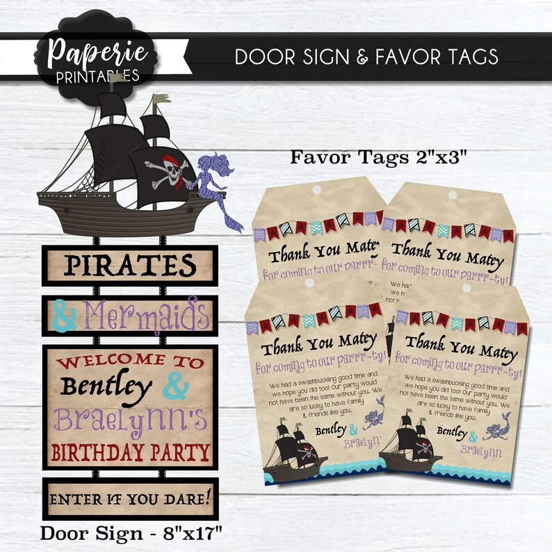 Pirate & Mermaid Birthday Party Bundle (digital Download) - Etsy